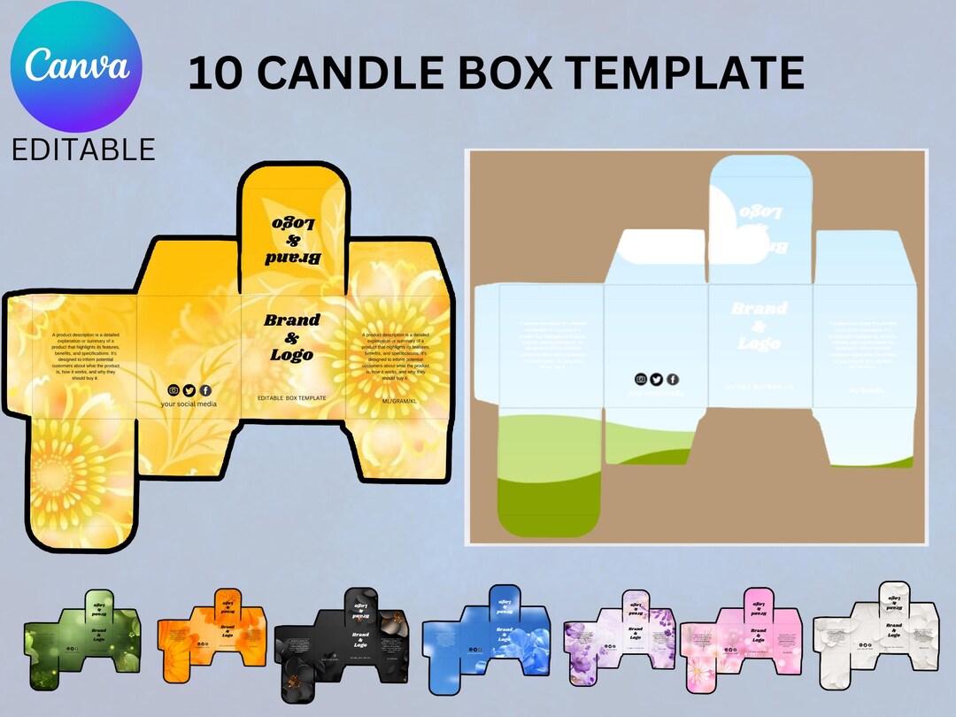 10 Floral Editable Candle Box Templates | Printable Candle Box for ...