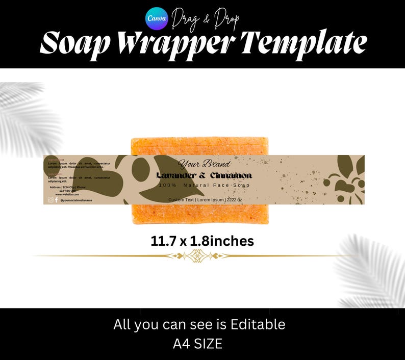 Vintage Soap Packaging Template, Soap Bar Editable Belly Band Template ...