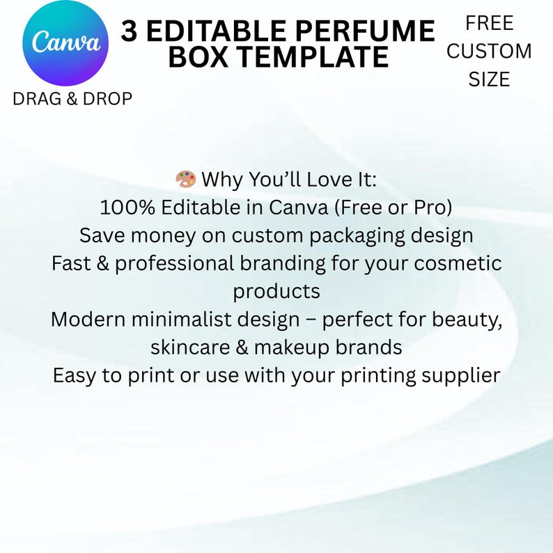 Editable Perfume Packaging Box Template for Canva SVG | Cricut ...