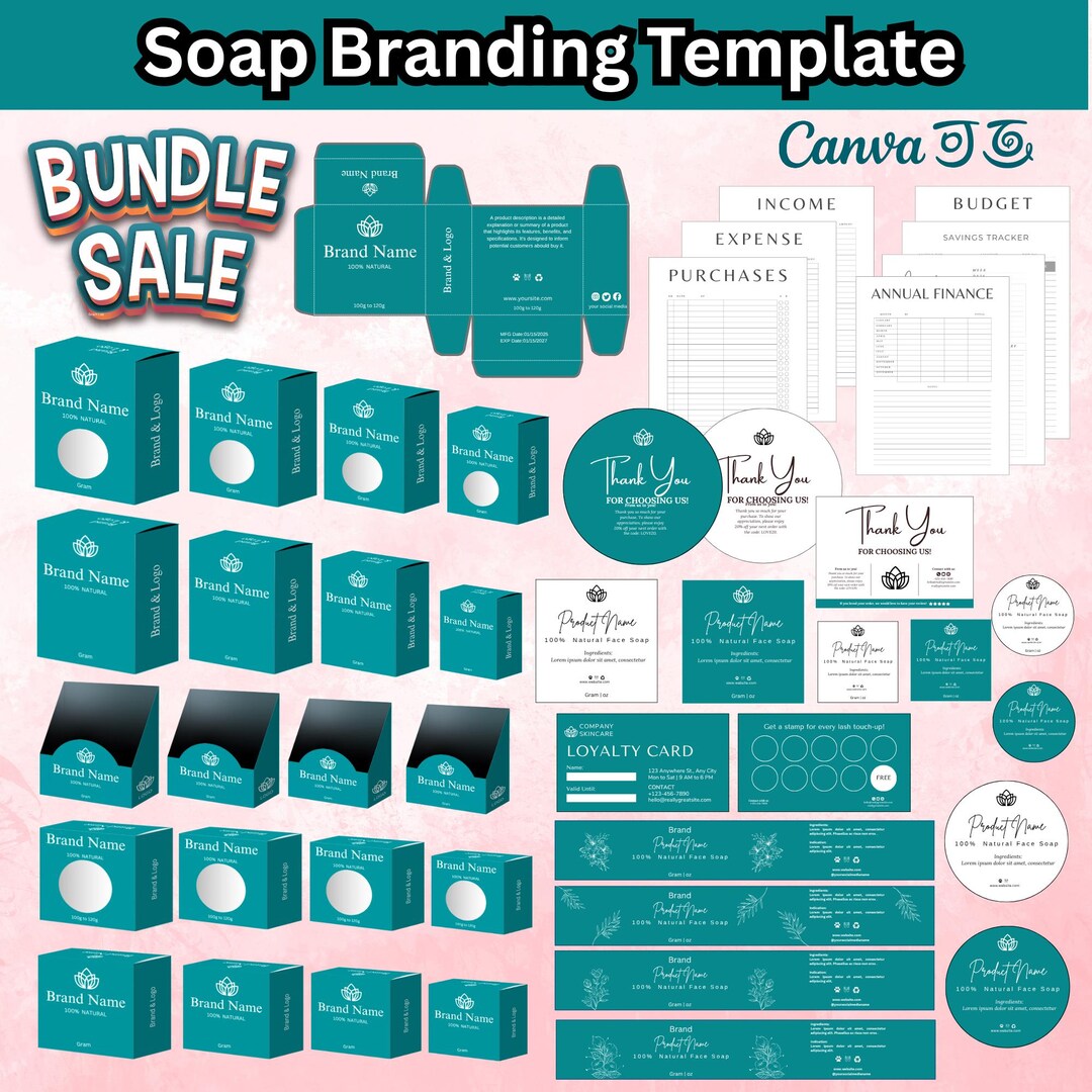 Soap Packaging Box Template for Canva, Editable DIY Soap Box Design ...