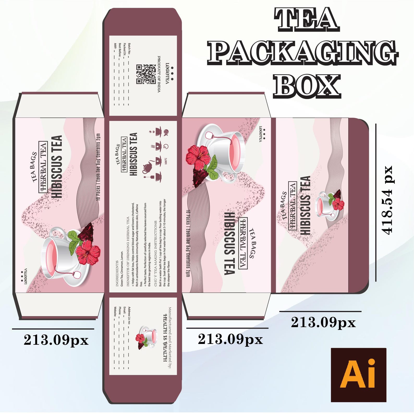 Custom Herbal Tea Packaging Design | Elegant Custom Tea Packaging Box ...