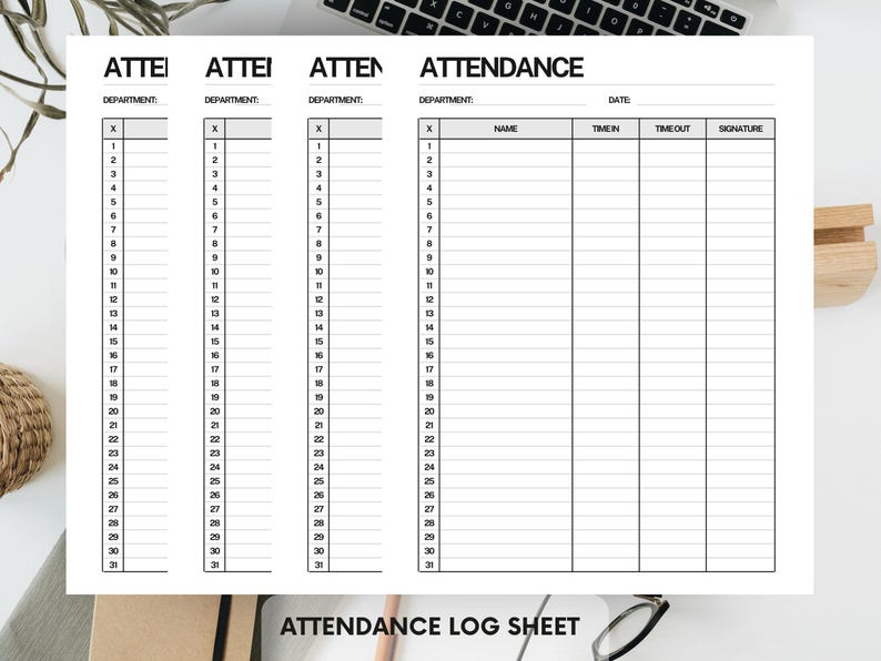Attendance Sheet Printable, Attendance Sheet Template, Employees ...
