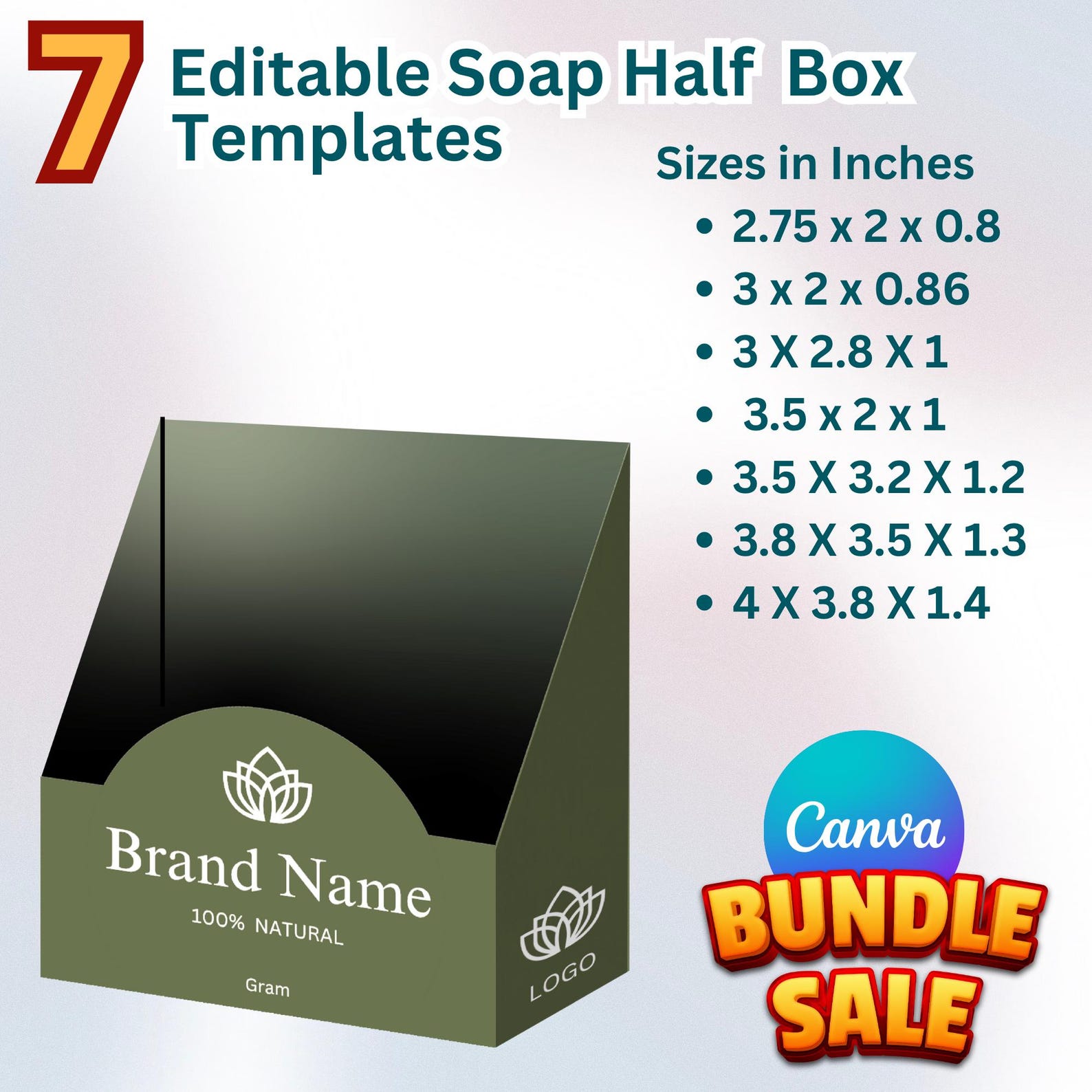 Editable Soap Bar Half Box Template Bundle for Canva, Custom Soap Box ...