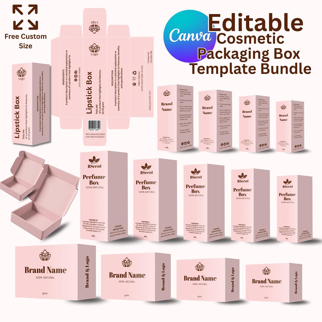 Cosmetic Box Template, Custom Beauty Product Box, Skincare Box Template ...