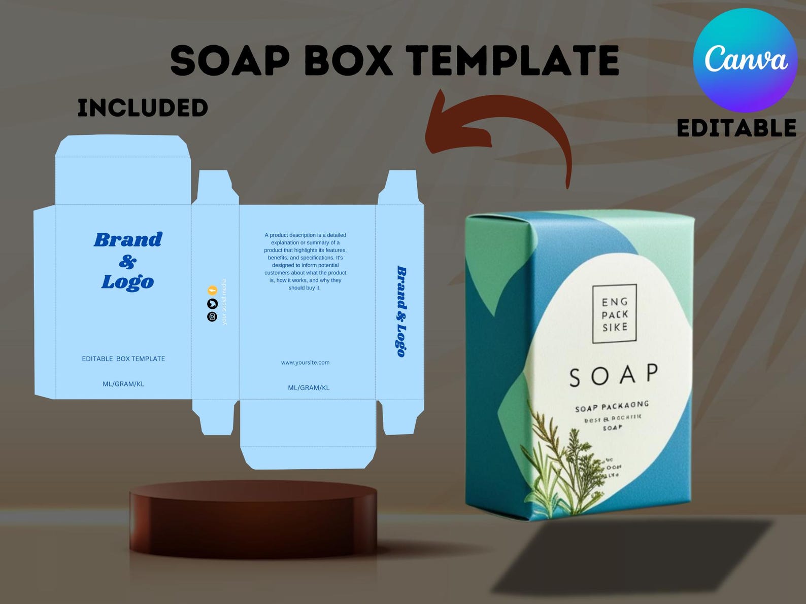 Soap Packaging Box Template Editable in Canva, Printable Soap Packaging ...