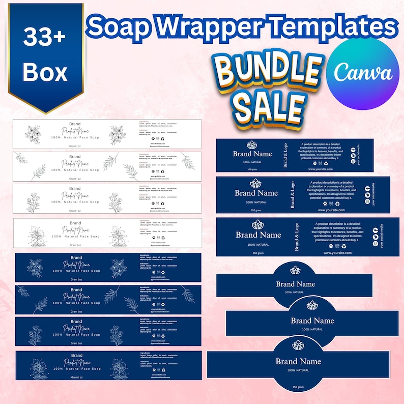 Editable Soap Packaging Templates for Canva, Soap Branding Kit Design ...