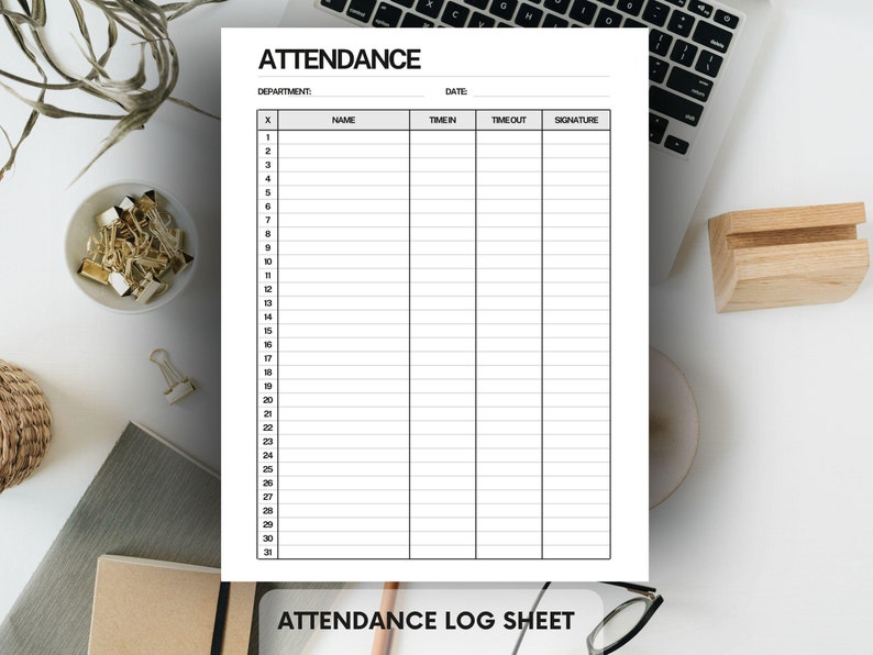 Attendance Sheet Printable, Attendance Sheet Template, Employees ...