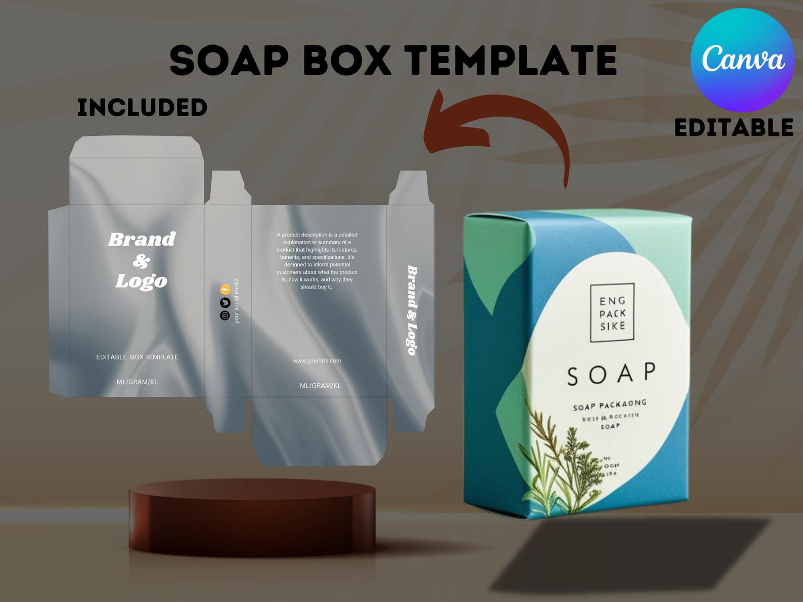 Soap Packaging Box Template Editable in Canva, Printable Soap Packaging ...