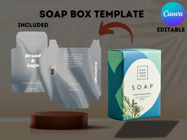 Soap Packaging Box Template Editable in Canva, Printable Soap Packaging ...