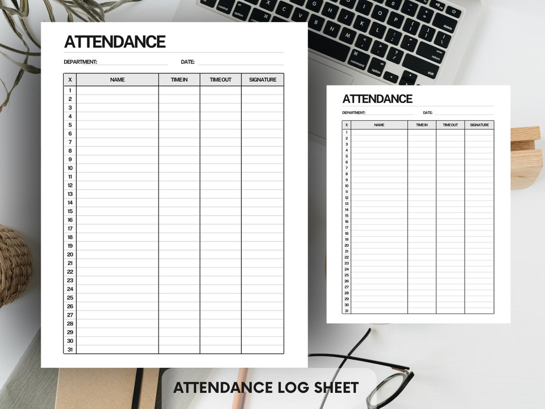 Attendance Sheet Printable, Attendance Sheet Template, Employees ...