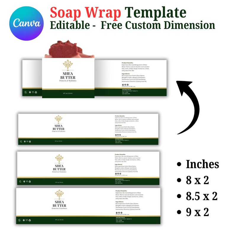 Shea Butter Label Template Canva Editable | Cosmetic Product Label ...