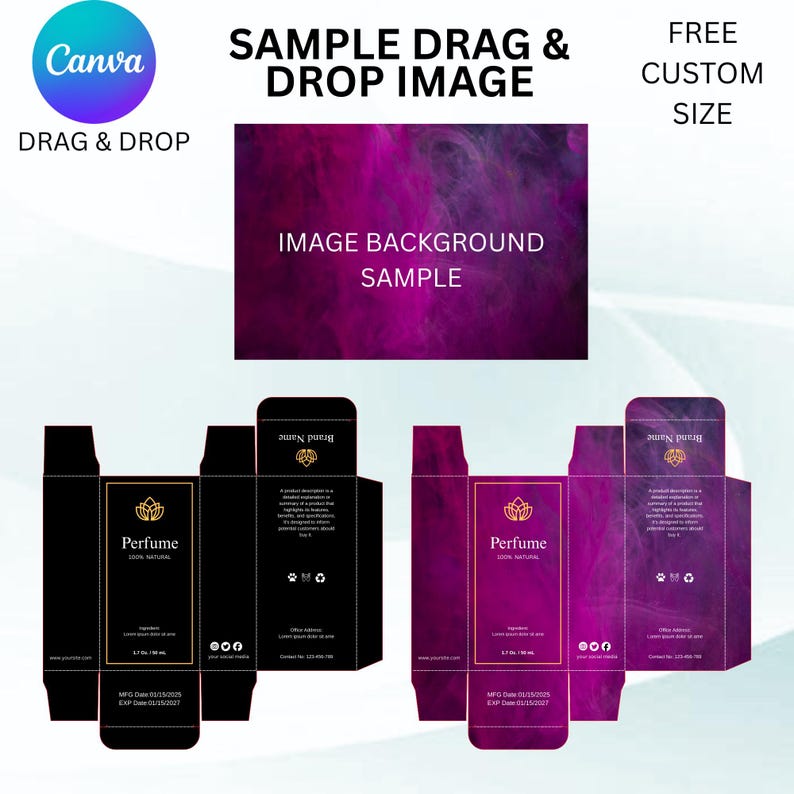 Editable Perfume Packaging Box Template for Canva SVG | Cricut ...