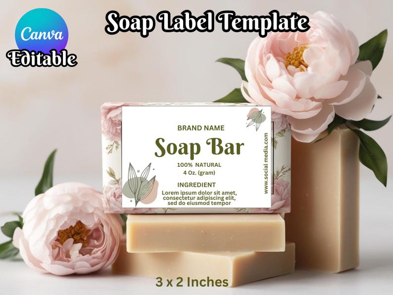 Editable Soap Label Template in Canva, Printable Minimalist Soap Label ...