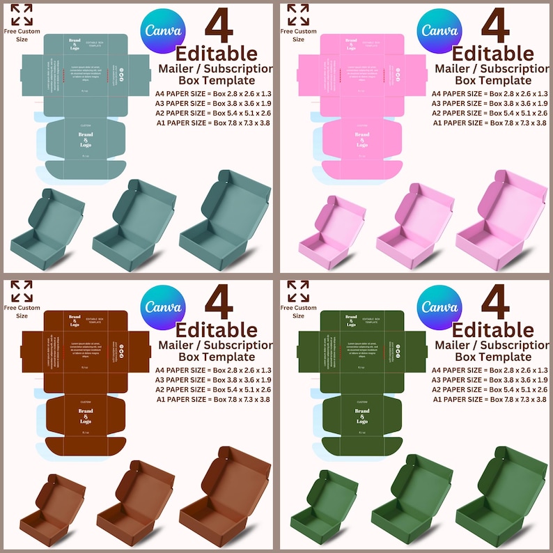 Editable Mailer Box Design for Canva | Printable Subscription Box Template | Custom Mailer Box ...