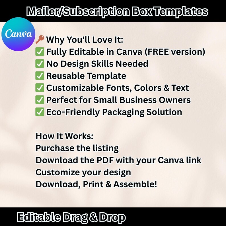 Editable Mailer Box Template for Canva, Personalize Shipping Box for ...