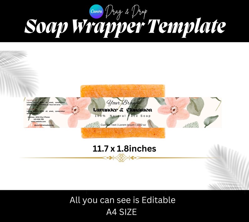 Vintage Soap Packaging Template, Soap Bar Editable Belly Band Template ...