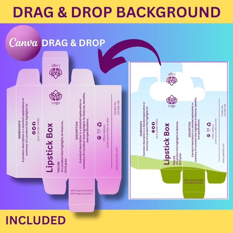 Editable Lipstick Box Template for Canva – Printable Custom Lipstick ...