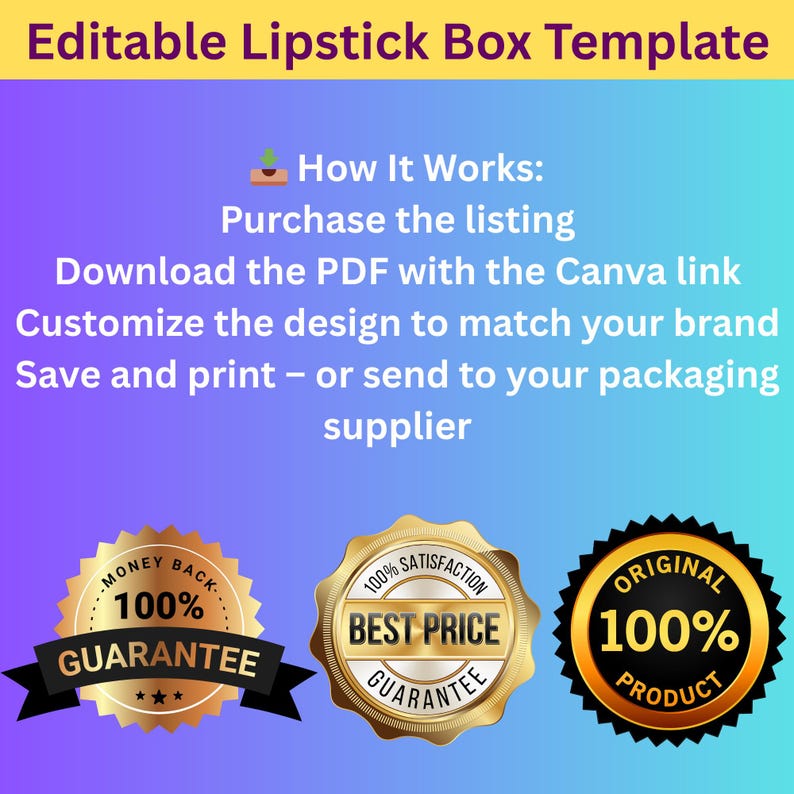 Editable Lipstick Box Template for Canva – Printable Custom Lipstick ...