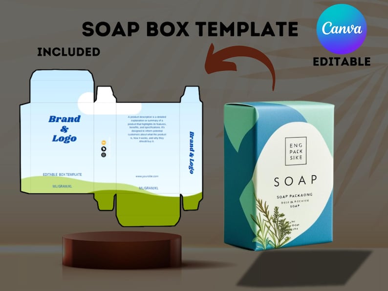 Soap Packaging Box Template Editable in Canva, Printable Soap Packaging ...