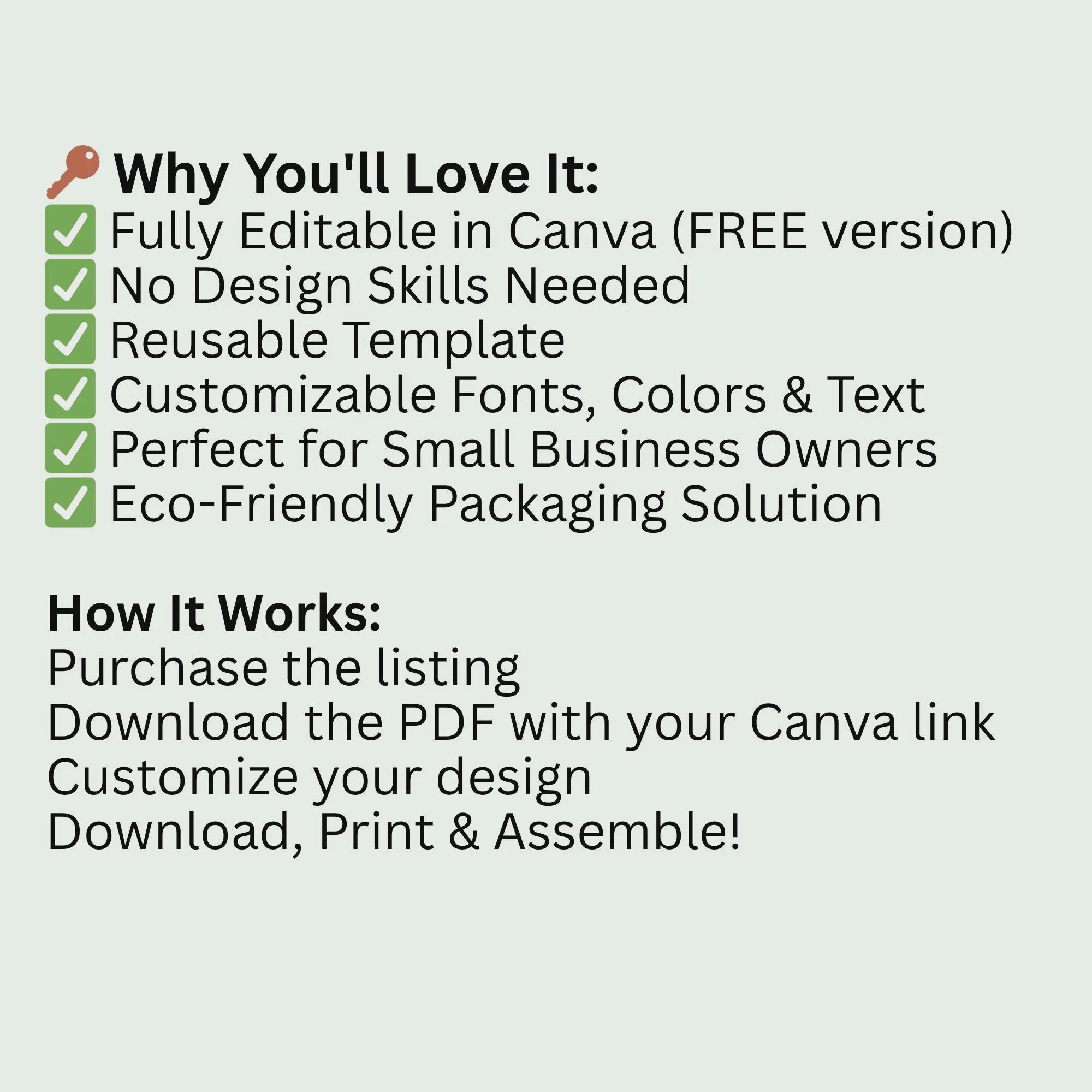 Editable Coffee Box Template Canva, Printable Product Packaging, Custom ...