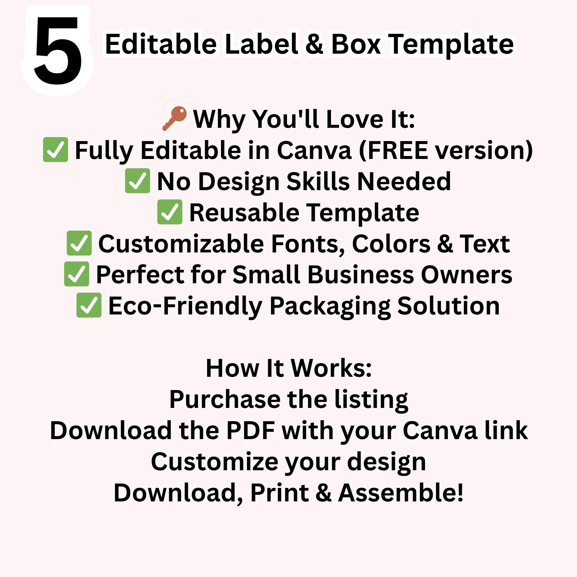 Editable Cosmetic Label & Box Template Bundle for Canva, Custom ...