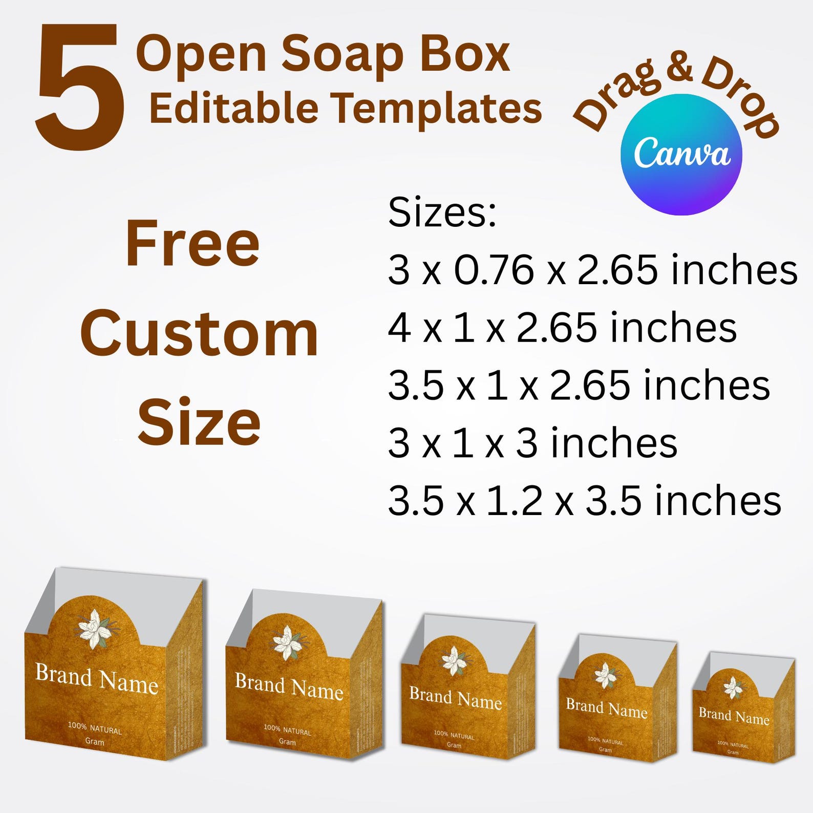 Editable Open Soap Bar Box Template Bundle for Canva, Custom Half Soap ...