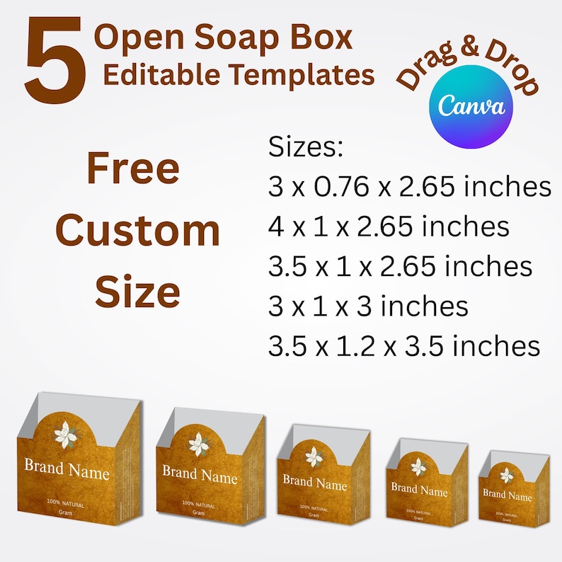 Editable Open Soap Bar Box Template Bundle for Canva, Custom Half Soap ...