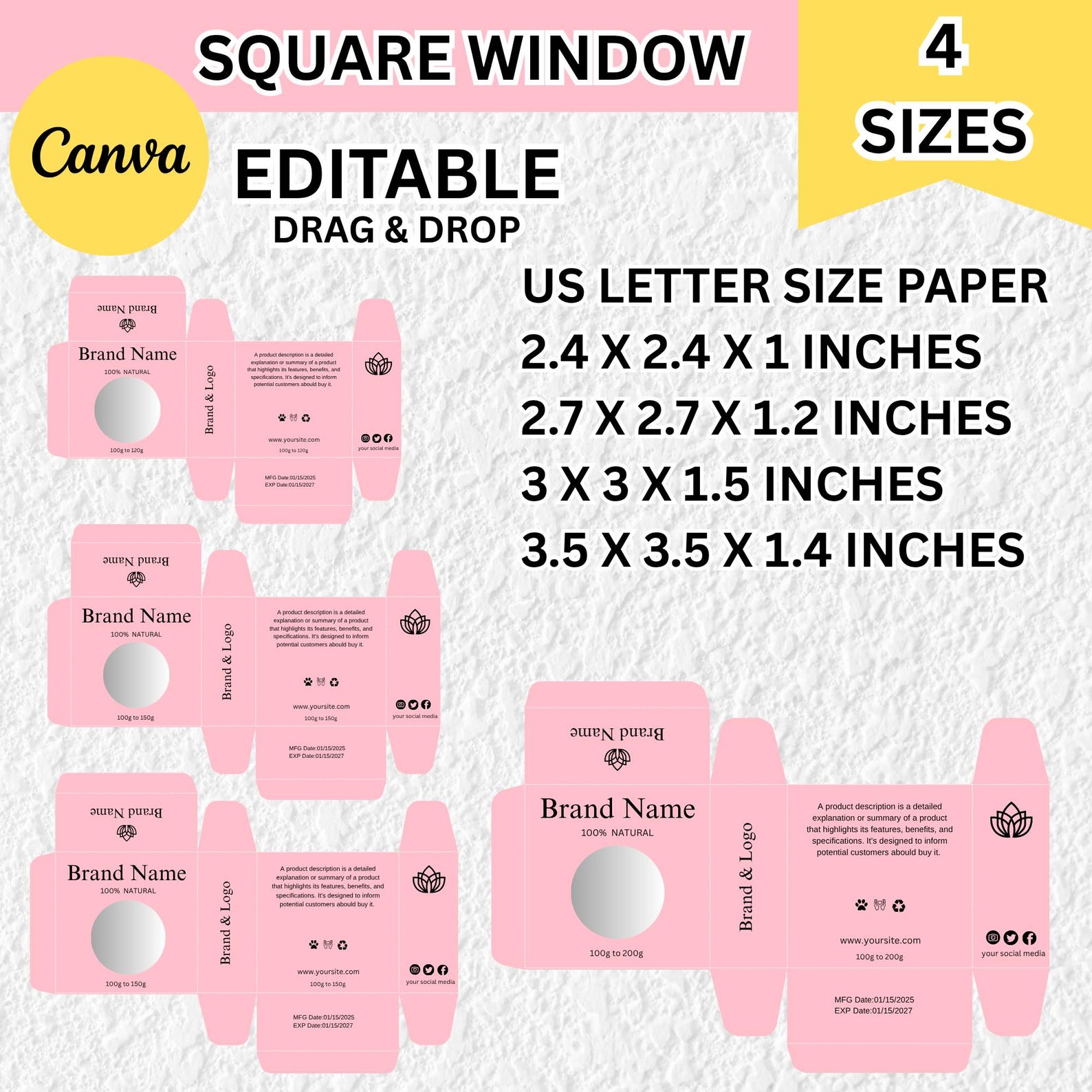 Editable Soap Packaging Box Template for Canva, DIY Soap Box Label ...