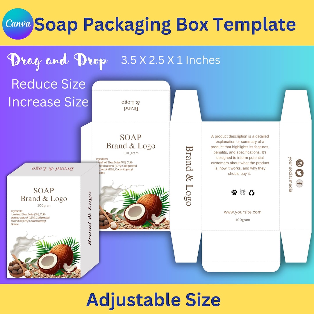 Soap Packaging Box Template Editable in Canva, Modern Soap Packaging ...