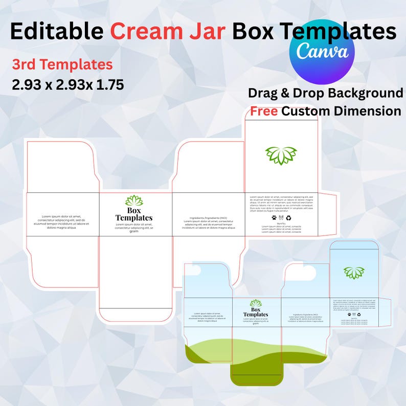 Editable Cream Box Template Canva, Cosmetic Packaging Box Template ...