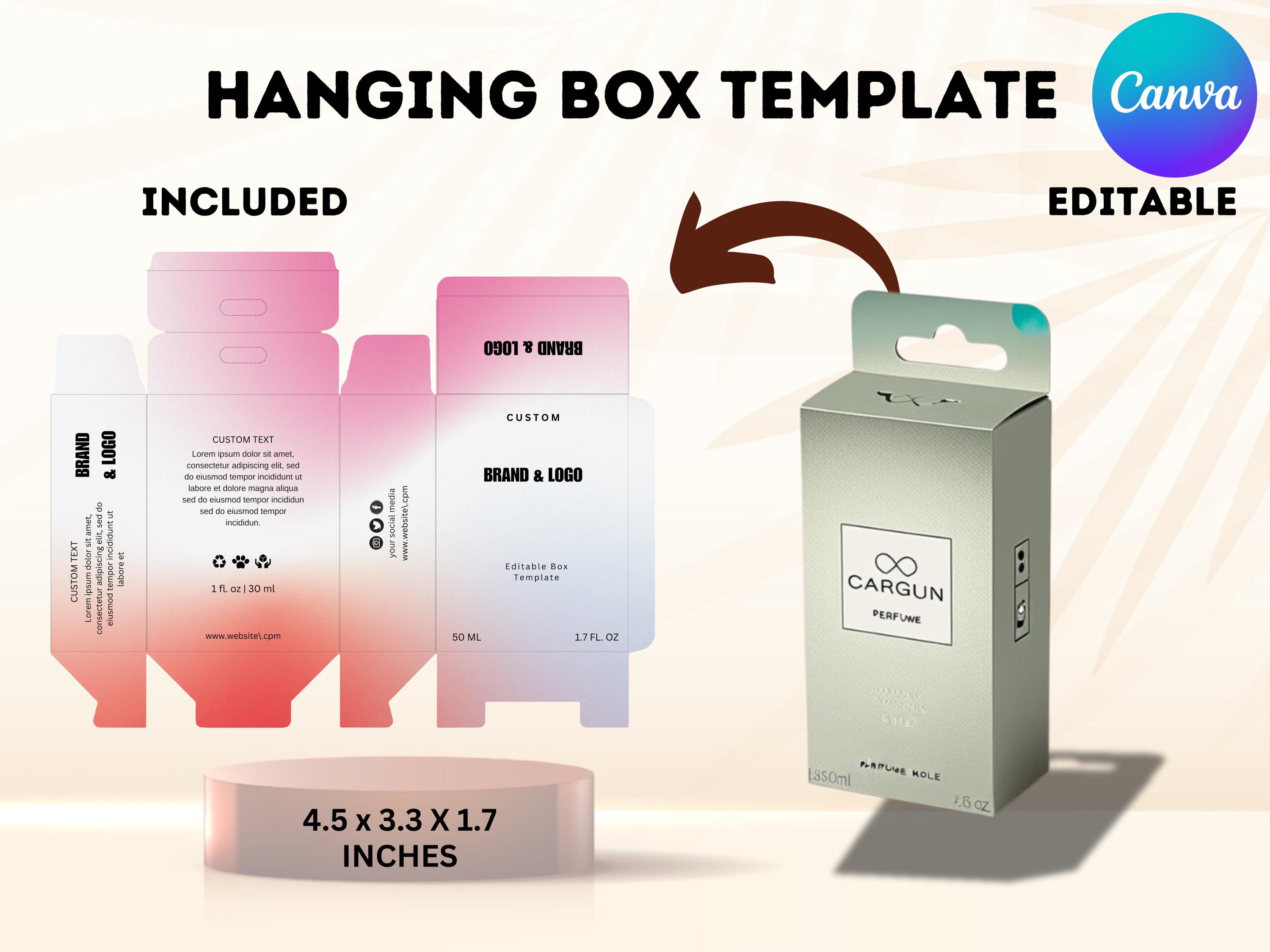 Editable Packaging Box Templates in Canva, Printable Hanging Box ...