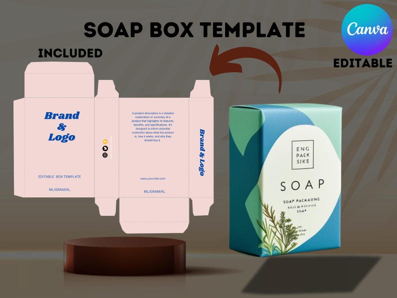 Soap Packaging Box Template Editable in Canva, Printable Soap Packaging ...