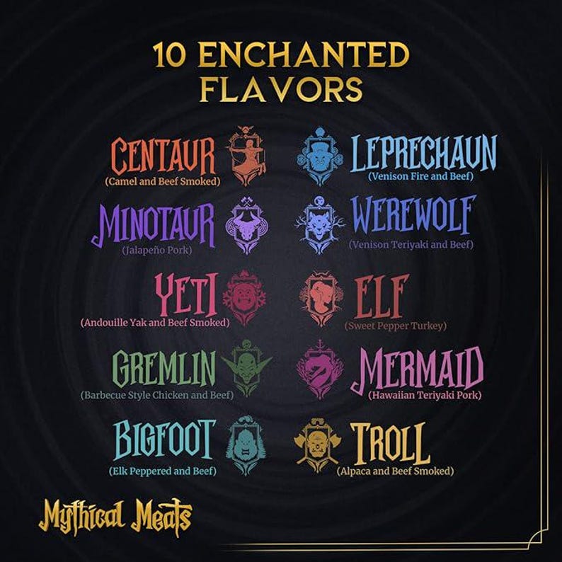 Mythical Meats® Humanoid Variety Pack - Pack of 10 1 OZ. Exotic Game ...
