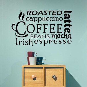 Kitchen Wall Decal Coffee Word Collage, Coffee Lovers Vinyl Wall ...