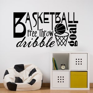 Sports Wall Decal Basketball Word Collage, Kids Bedroom Vinyl Wall ...