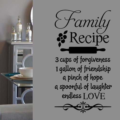 Kitchen Wall Decal Family Recipe Farmhouse Family Vinyl Wall - Etsy