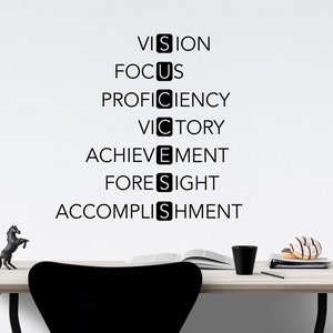 Office Wall Decal Block Success Theme Words, Motivational Break Room ...