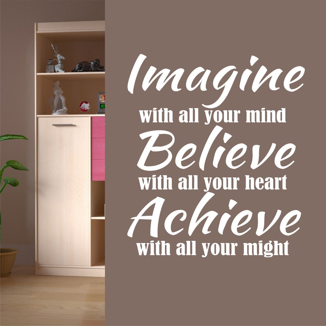 Motivational Wall Decal Imagine Believe Achieve, Inspirational Office ...