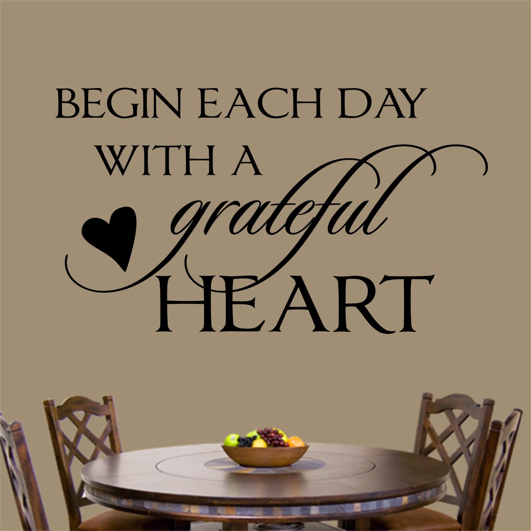 Christian Wall Decal Begin Day Grateful Heart, Religious Vinyl Wall ...