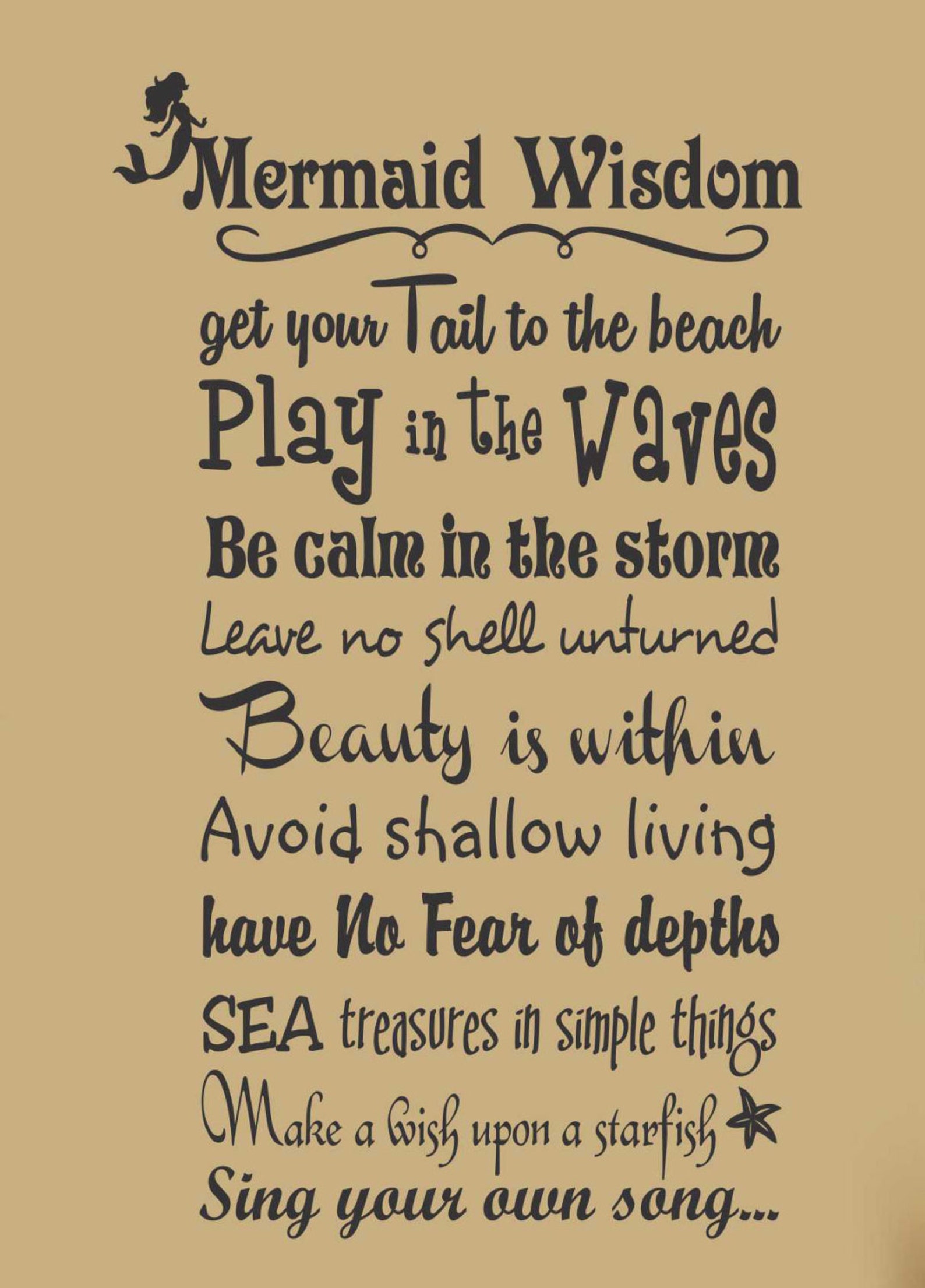 Girl Bedroom Wall Decal Mermaid Wisdom Rules Nautical Theme - Etsy