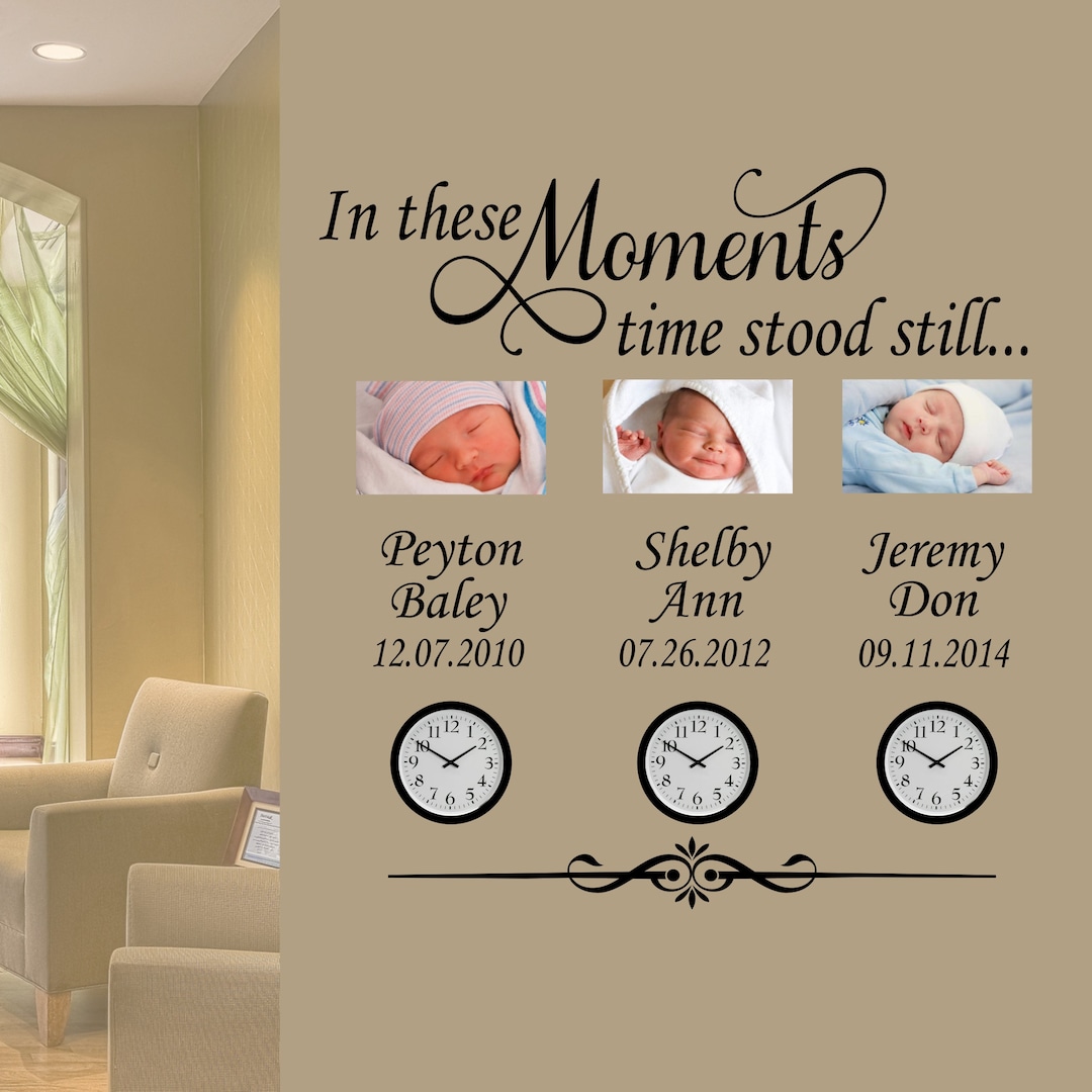 Custom Wall Decal in These Moments, Family Names Dates Vinyl Wall ...