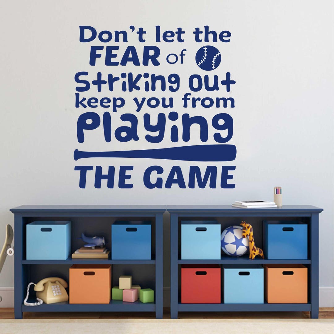 Sports Wall Decal Fear of Striking Out Baseball Theme, Kids Bedroom ...