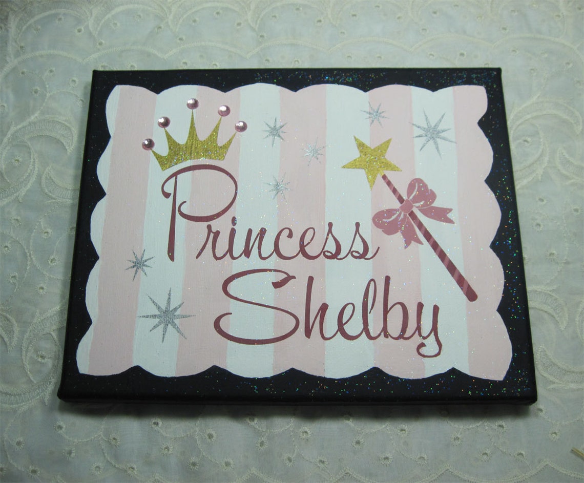 Princess Name Custom Painted Canvas Art Hand Painted Princess | Etsy