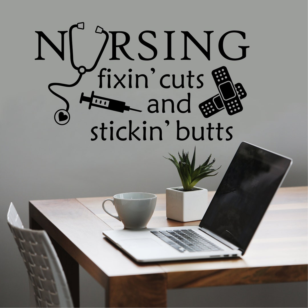 Nurse Wall Decal Nursing Fixing Cuts, Medical Office Vinyl Wall ...