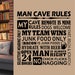 Humorous Wall Decal Man Cave Rules, Man Cave Wall Decoration, Vinyl ...