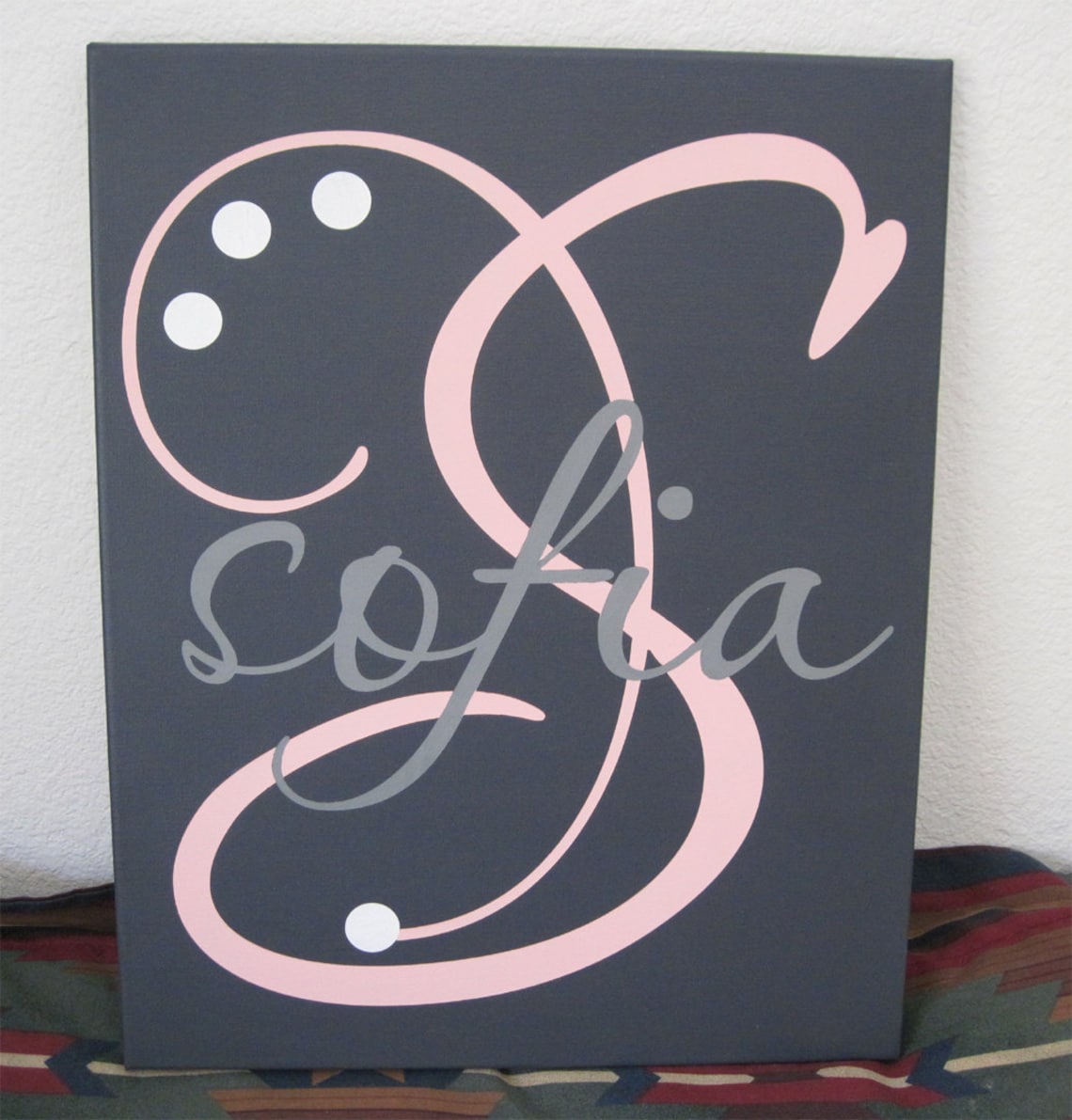 Custom Painted Monogram Canvas Wall Art Hand Painted Canvas | Etsy