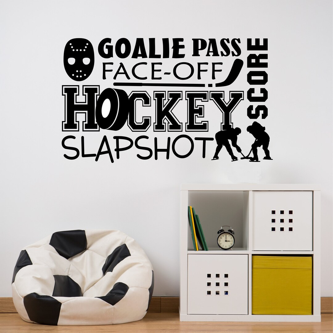 Sports Wall Decal Ice Hockey Word Collage, Kids Bedroom Vinyl Wall ...