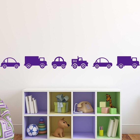 Playroom Wall Decal Car and Truck Border Transportation Theme | Etsy