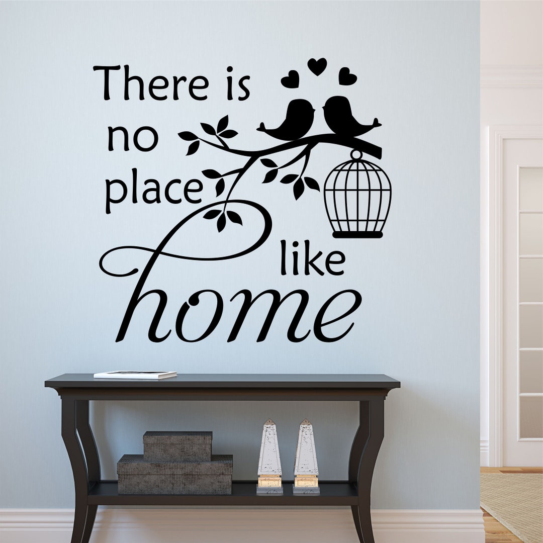 Family Wall Decal No Place Like Home Love Birds in Cage, Vinyl Wall ...