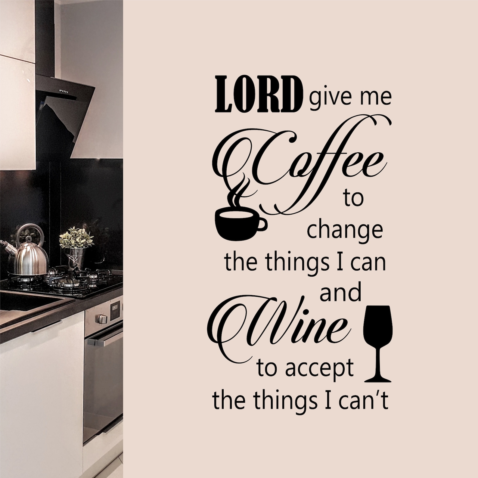 Religious Kitchen Wall Decal Coffee Wine Serenity Prayer - Etsy